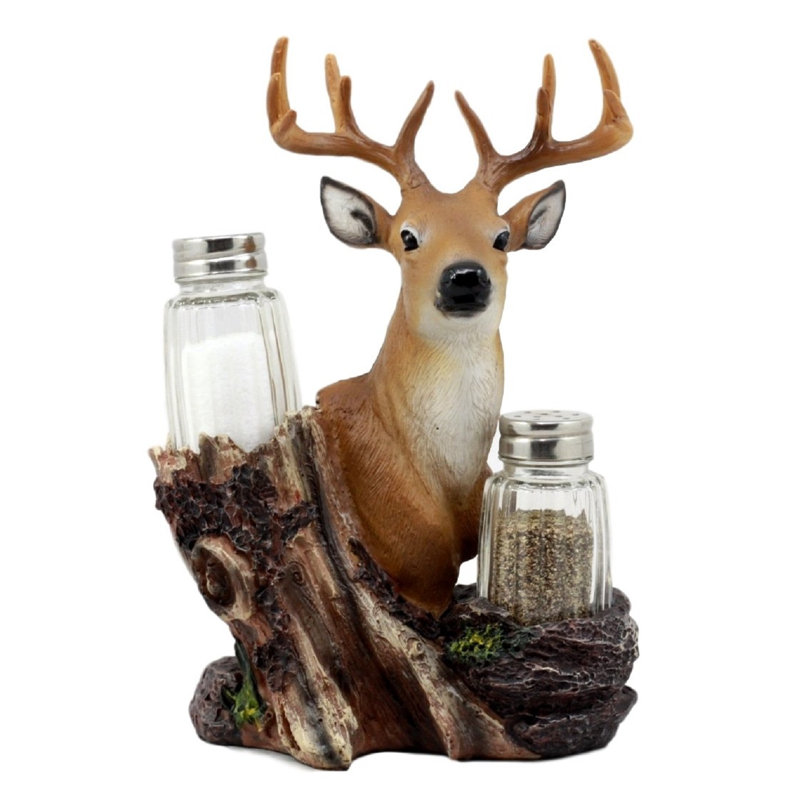Loon Peak® Janila Whitetail Buck Deer Glass Salt and Pepper Shaker Set | Wayfair